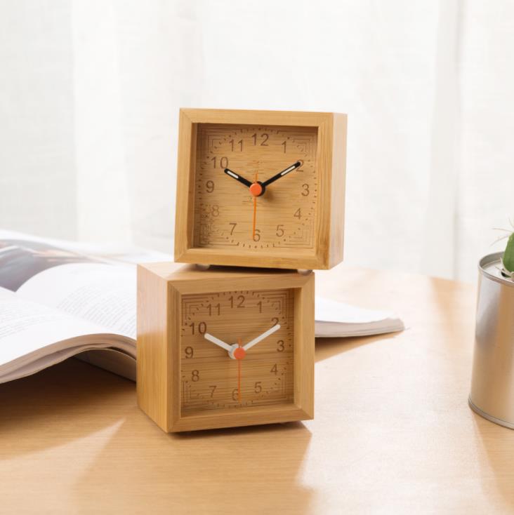 Square bamboo wood table clock | Wall Clock Manufacturers